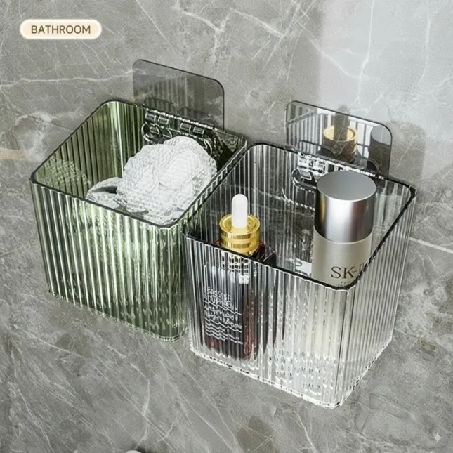 Transparent Face Towel Storage Box with Hook – Wall-Mounted ...